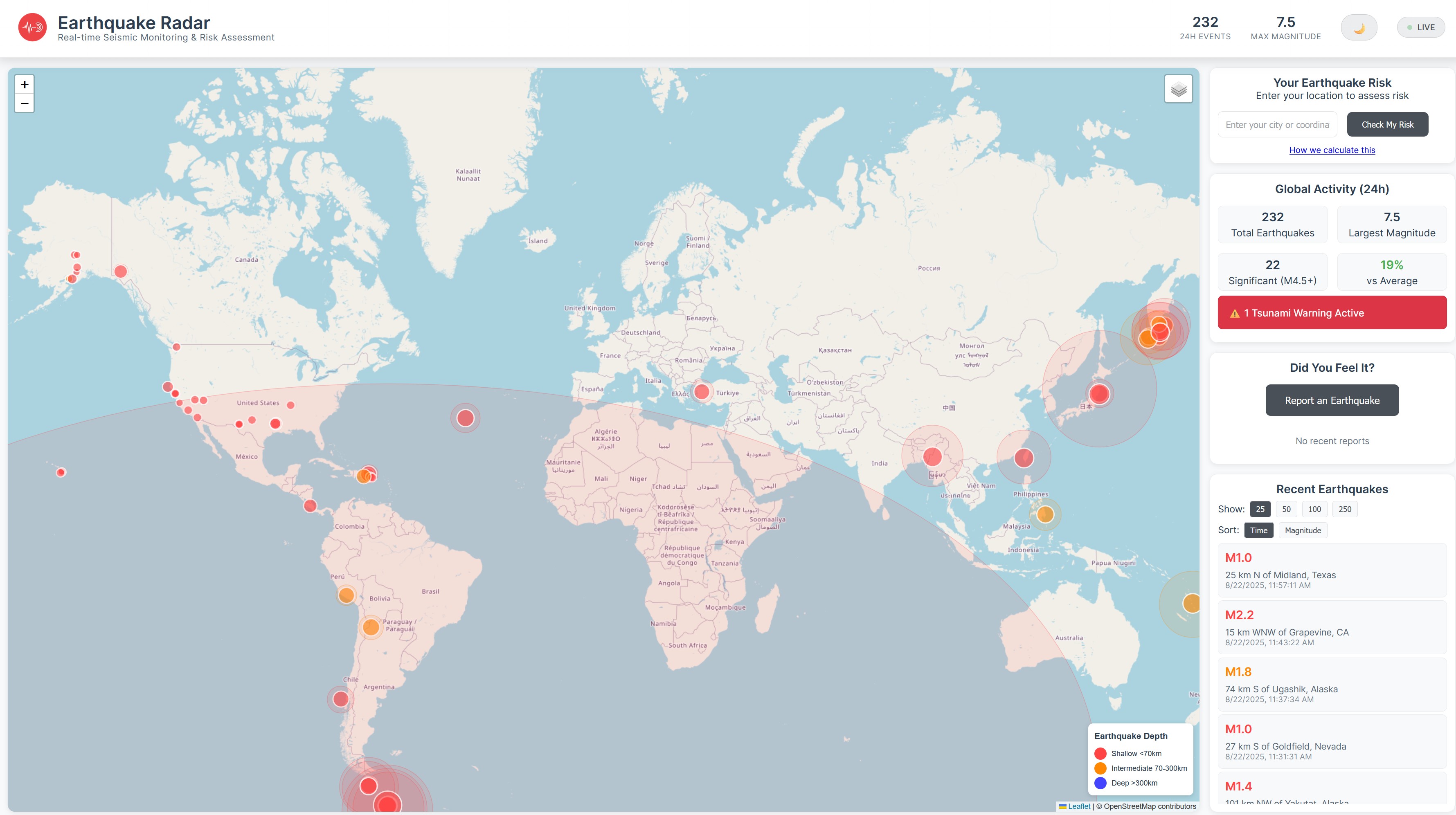 Earthquake Radar - Real-time Seismic Monitoring